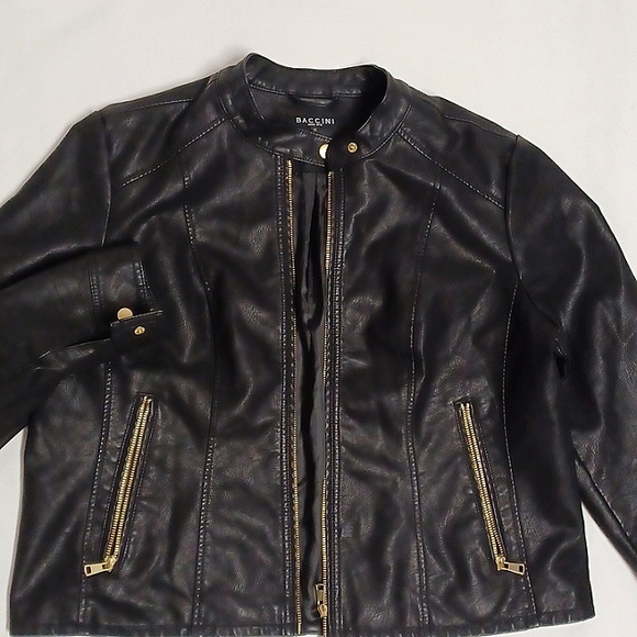 Baccini | Jackets & Coats | Baccini Faux Leather Jacket Black Size Xl ...